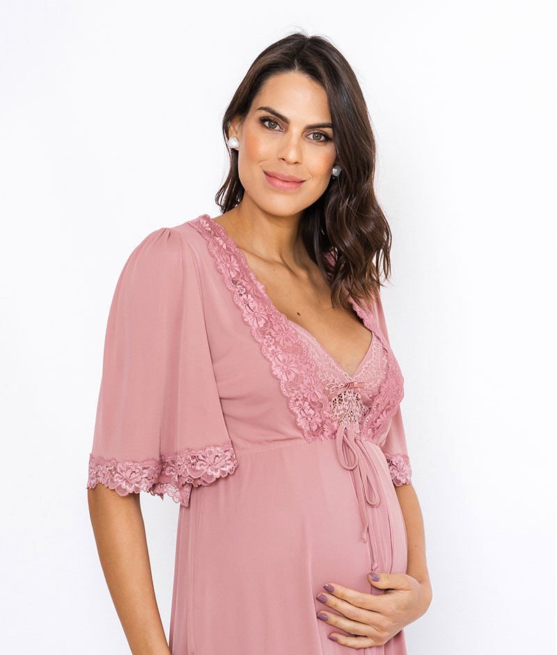 Conjunto Camisola e Robe com Renda Callas - Belly Home