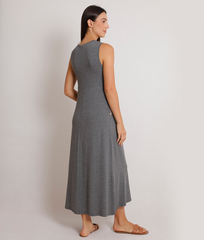 Camisola Longa Mescla com Renda Rosê - Belly Home